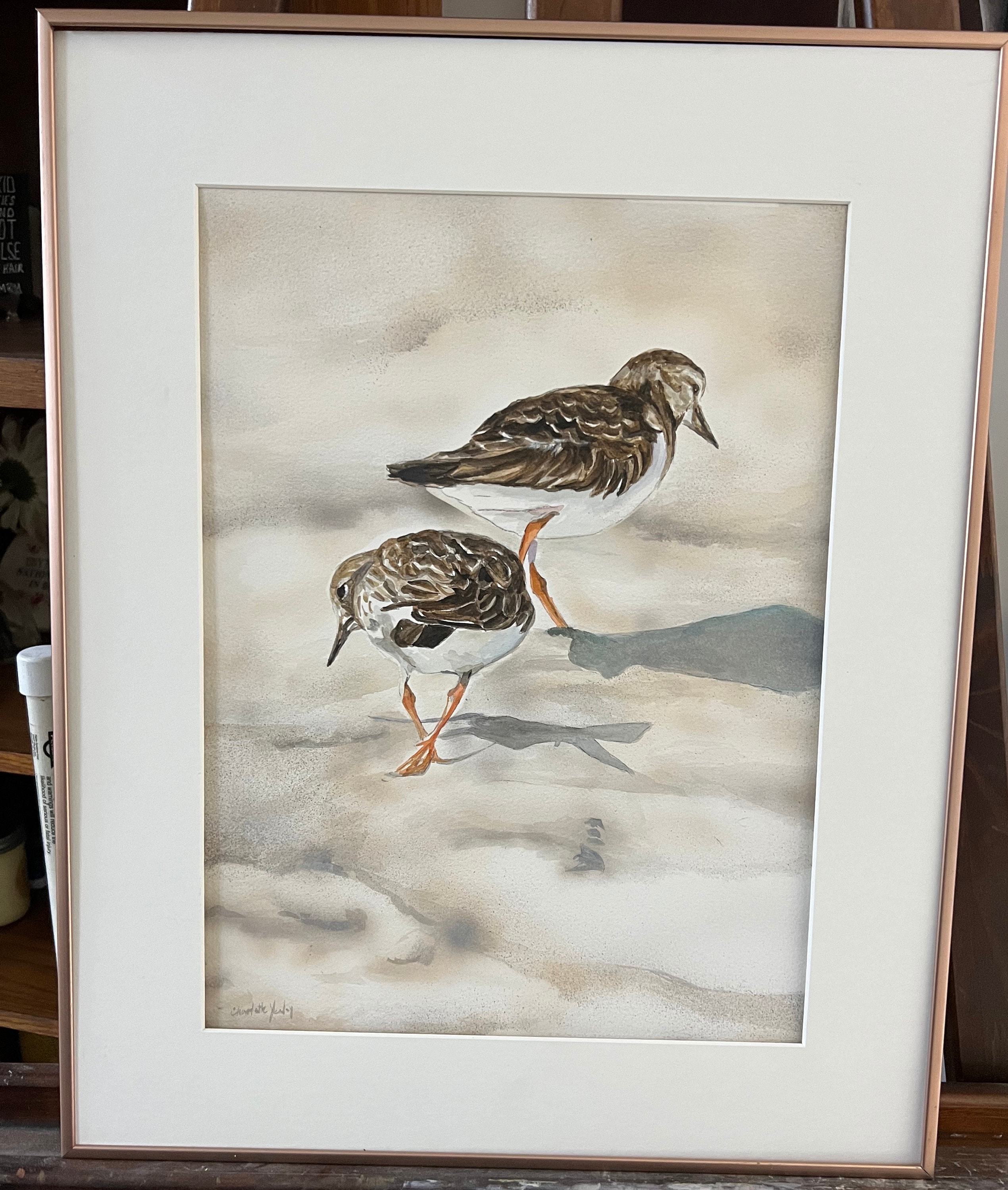 Sand Pipers on the Beach Original Bird Watercolor Painting Framed 16x20 ...