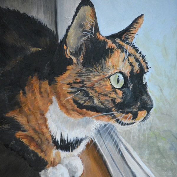 Cat Looking Out Window Painting - Etsy