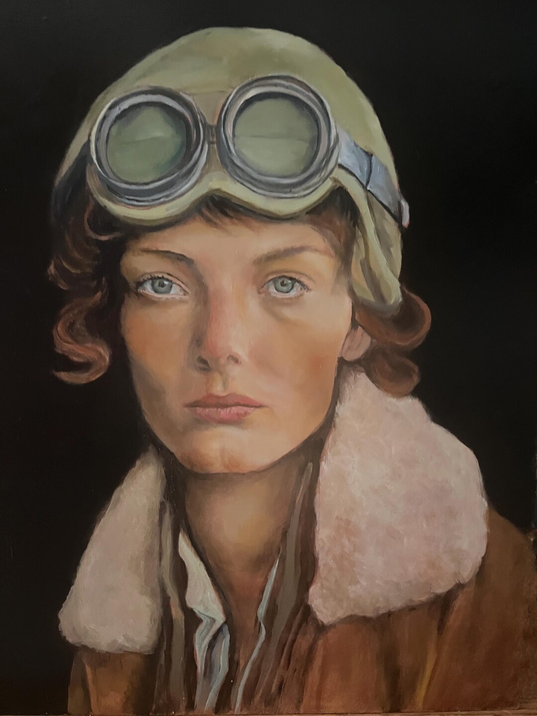 Amelia Earhart Original Art Oil Portrait Painting Framed 11x14 - Etsy