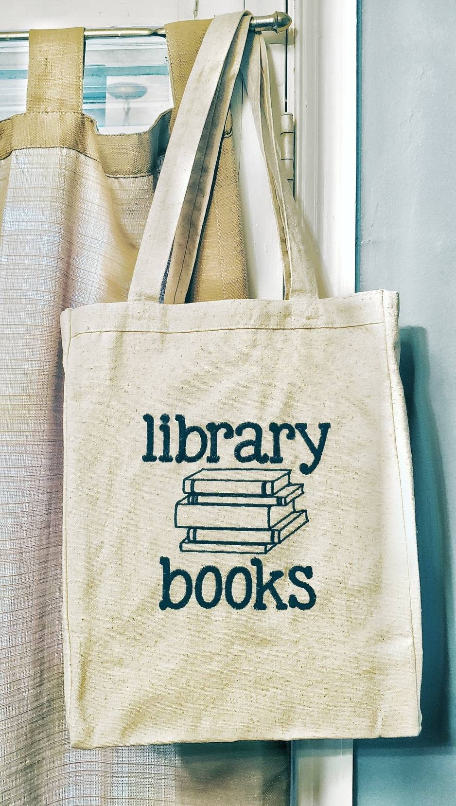 Library Books Canvas Tote Bag - Etsy