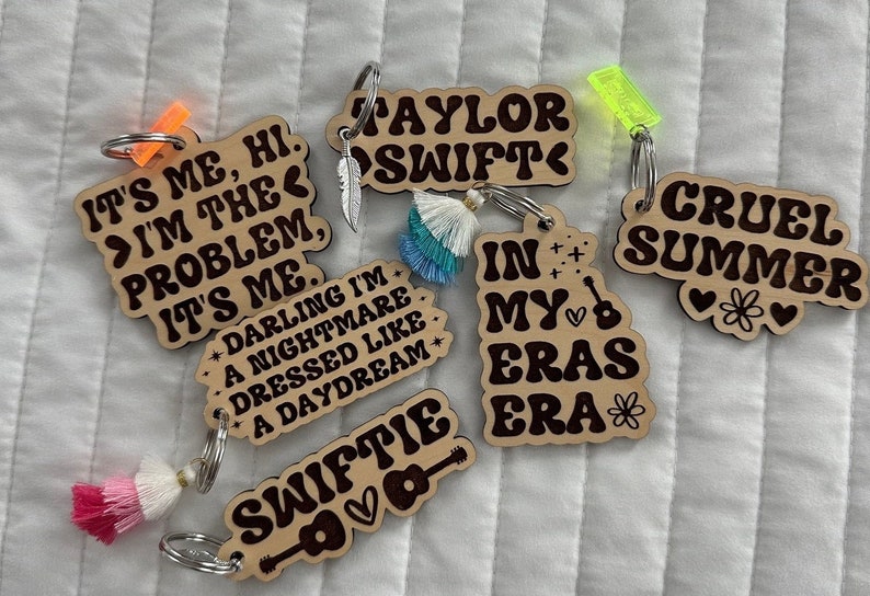 Laser Engraved Wooden Taylor Swift Lyric Keychains - Etsy