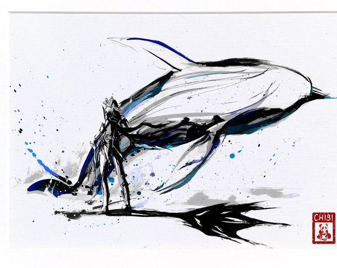Fanart Print Childe Tartaglia Whale Genshin Impact Print - Etsy UK