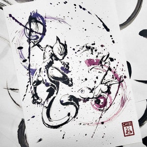 Fanart Print - Mewtwo & Mew Pokemon Print - Etsy