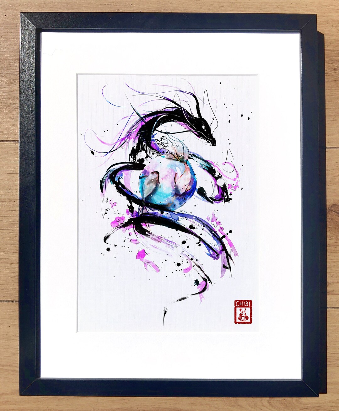 Art Print - Inked Pink Mizuchi Dragon Painting - Etsy