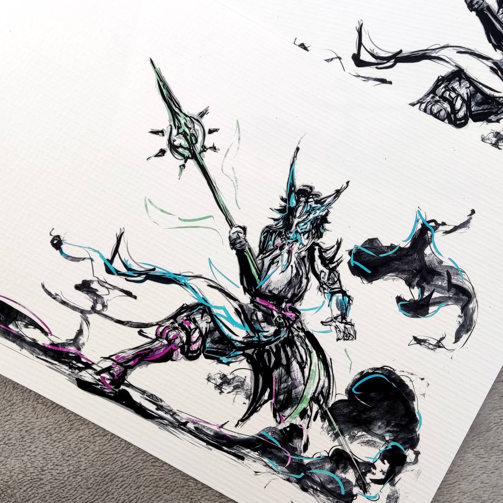 Fanart Print - Xiao Sketch Neon Ver. Genshin Impact Print - Etsy