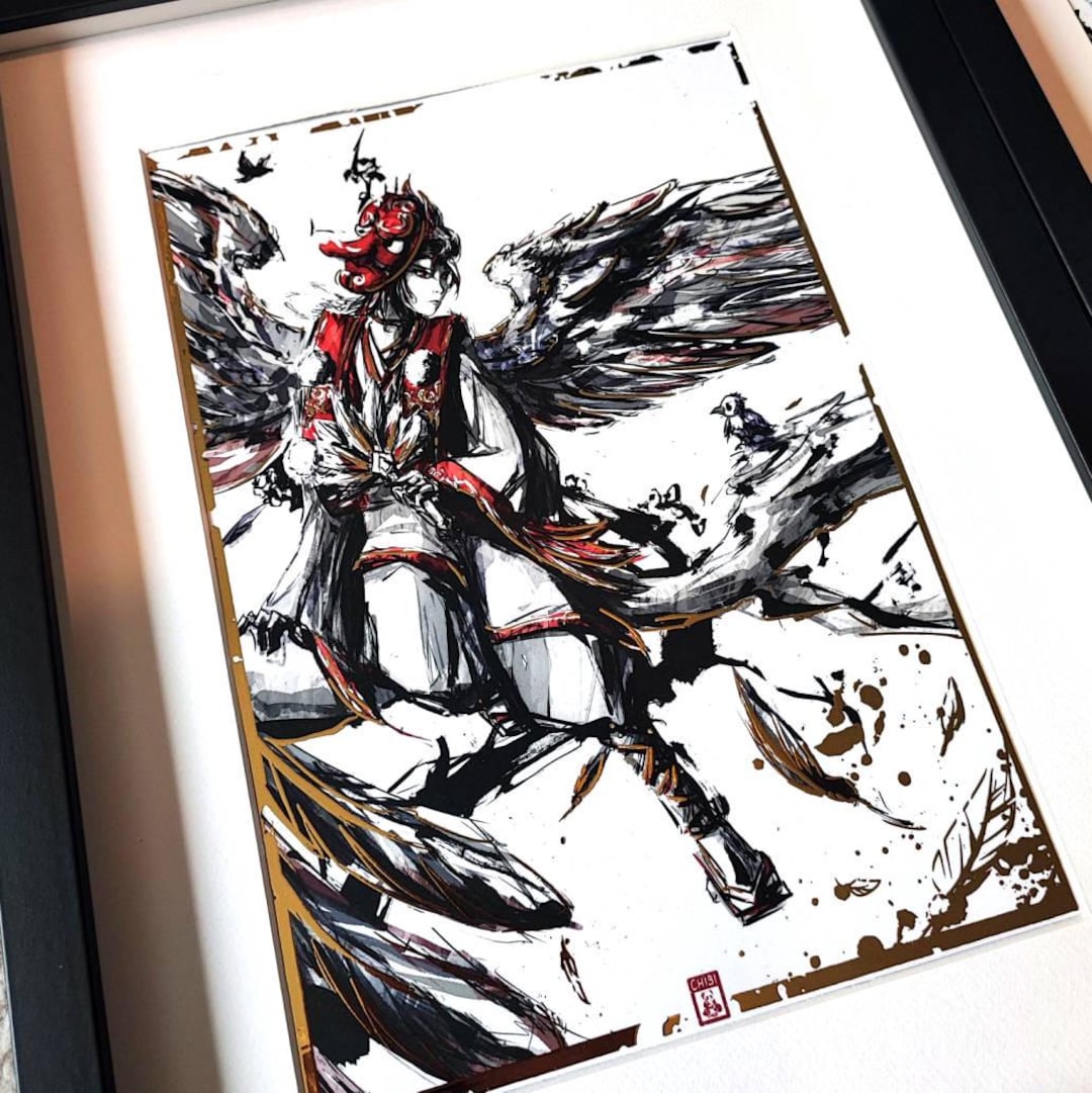 Art Print Set - Tengu, Yuki Onna, Kitsune, Oni - Limited Gold Edition ...