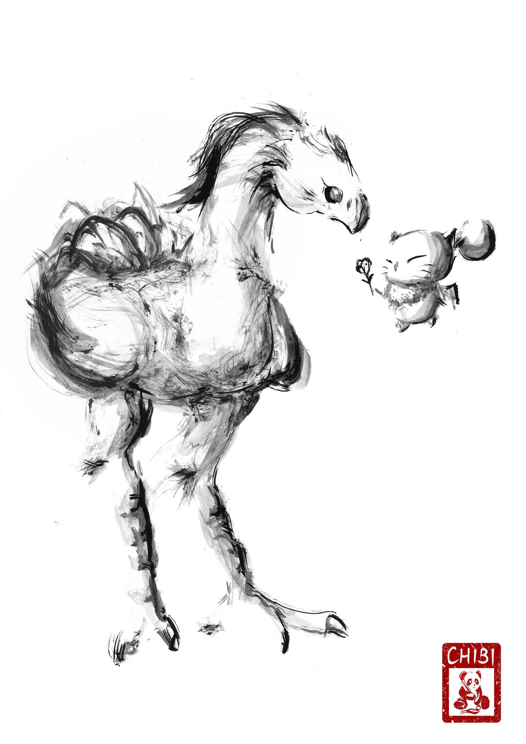 Fanart Print - Final Fantasy Moogle and Chocobo Fan Art - Etsy