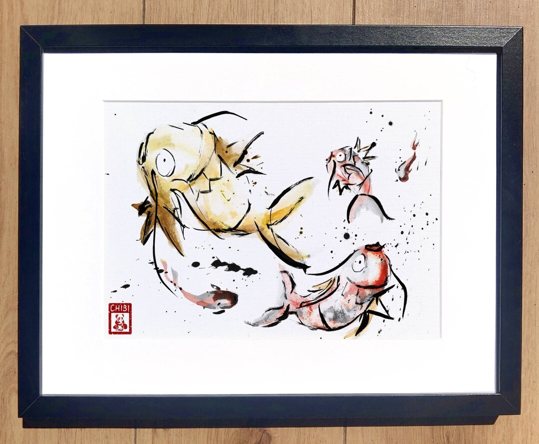 Fanart Print - Pokemon Golden Magikarp Ink Fan Art - Etsy