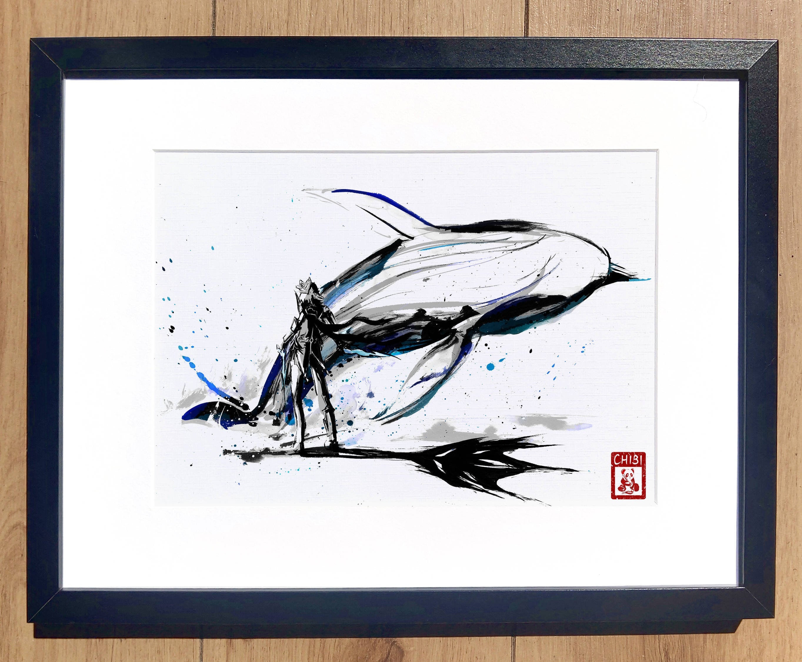 Fanart Print Childe Tartaglia Whale Genshin Impact Print | Etsy