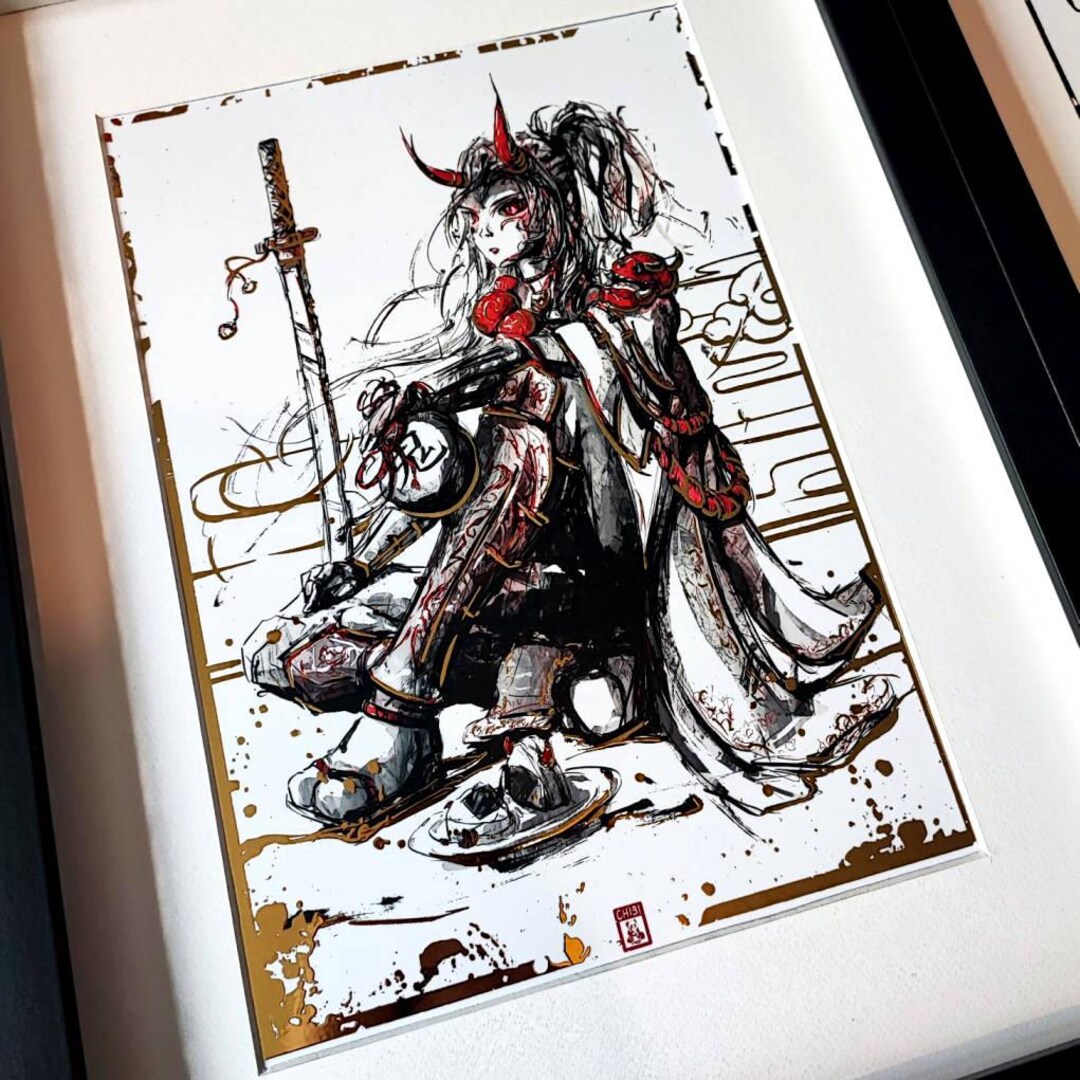 Art Print - Inked Oni Painting - Limited Gold Edition - Etsy