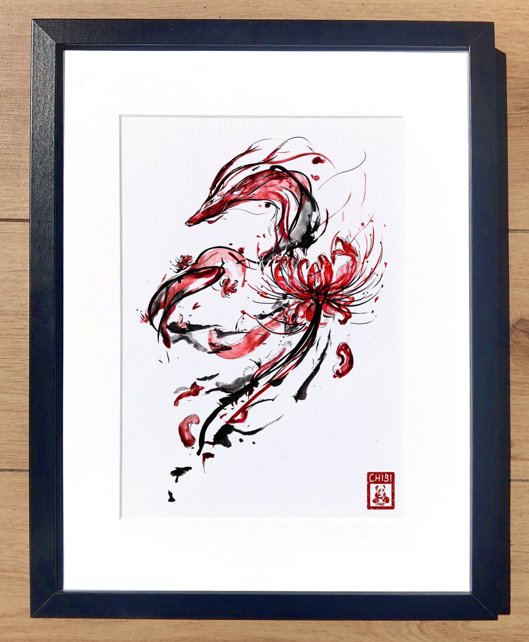 Art Print - Inked Red Corpse Dragon Painting - Etsy