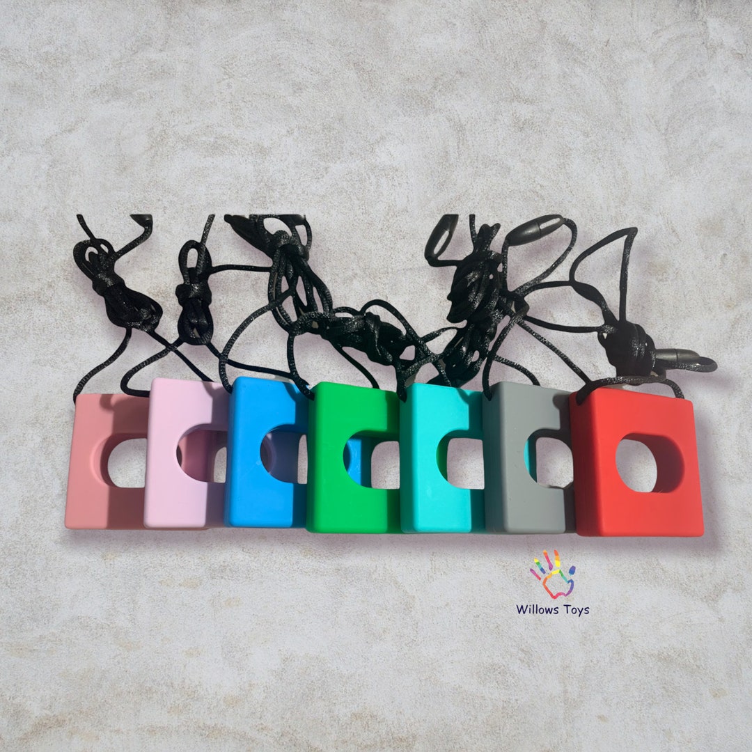 Chewelry Sensory Square Shape Chew Necklace Pendant Textured Stim ...