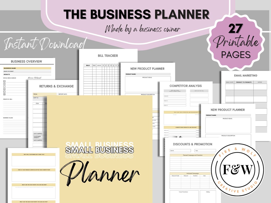 Small Business Planner, Printable Digital Download, Printable Business ...