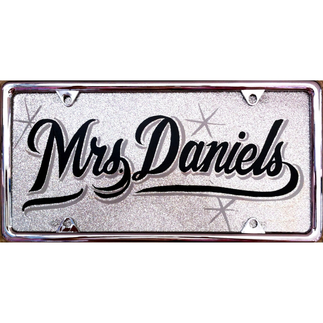 SILVER SPARKLE - Front License Plate Vehicle Tag Custom Painted Just ...