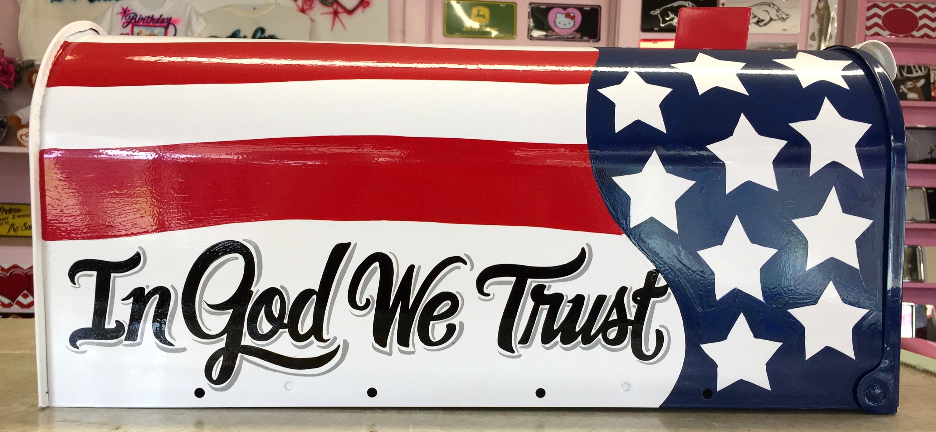 MAILBOX *in God We Trust* American FLAG Rural-style *custom Painted ...