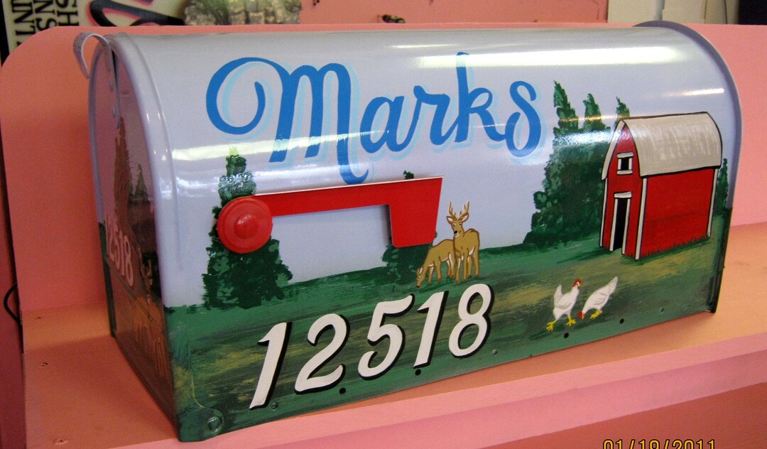 MAILBOX- FARM SCENE *custom Painted* Rural Style - Etsy