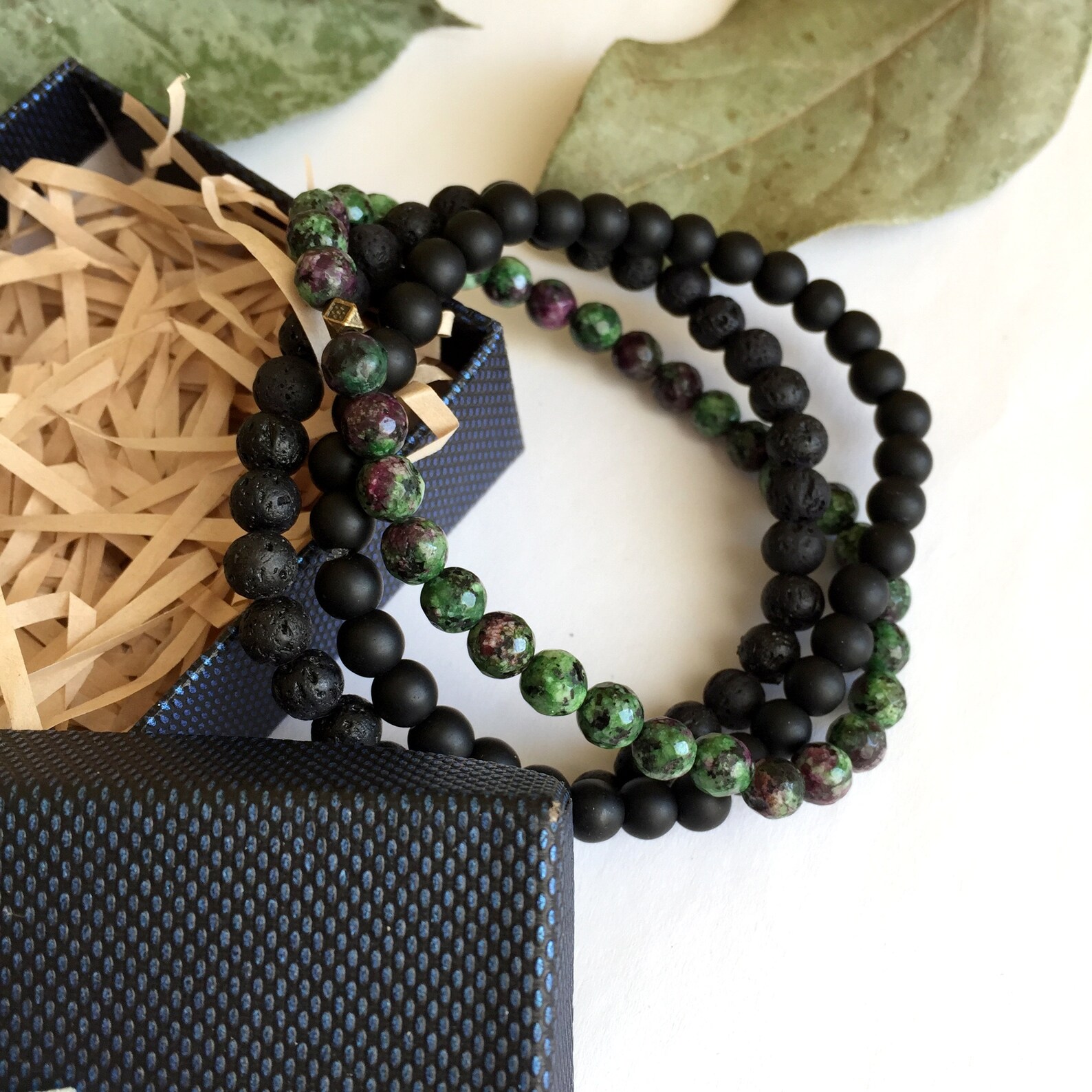 Mens Bracelet Set Lava Stone Bracelet Set Onyx Bracelet | Etsy