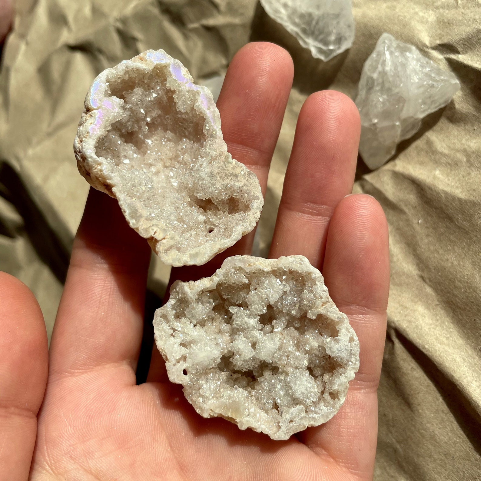 Tooth Fairy Geode White Mini Geode Raw Crystal Geode Indigo - Etsy