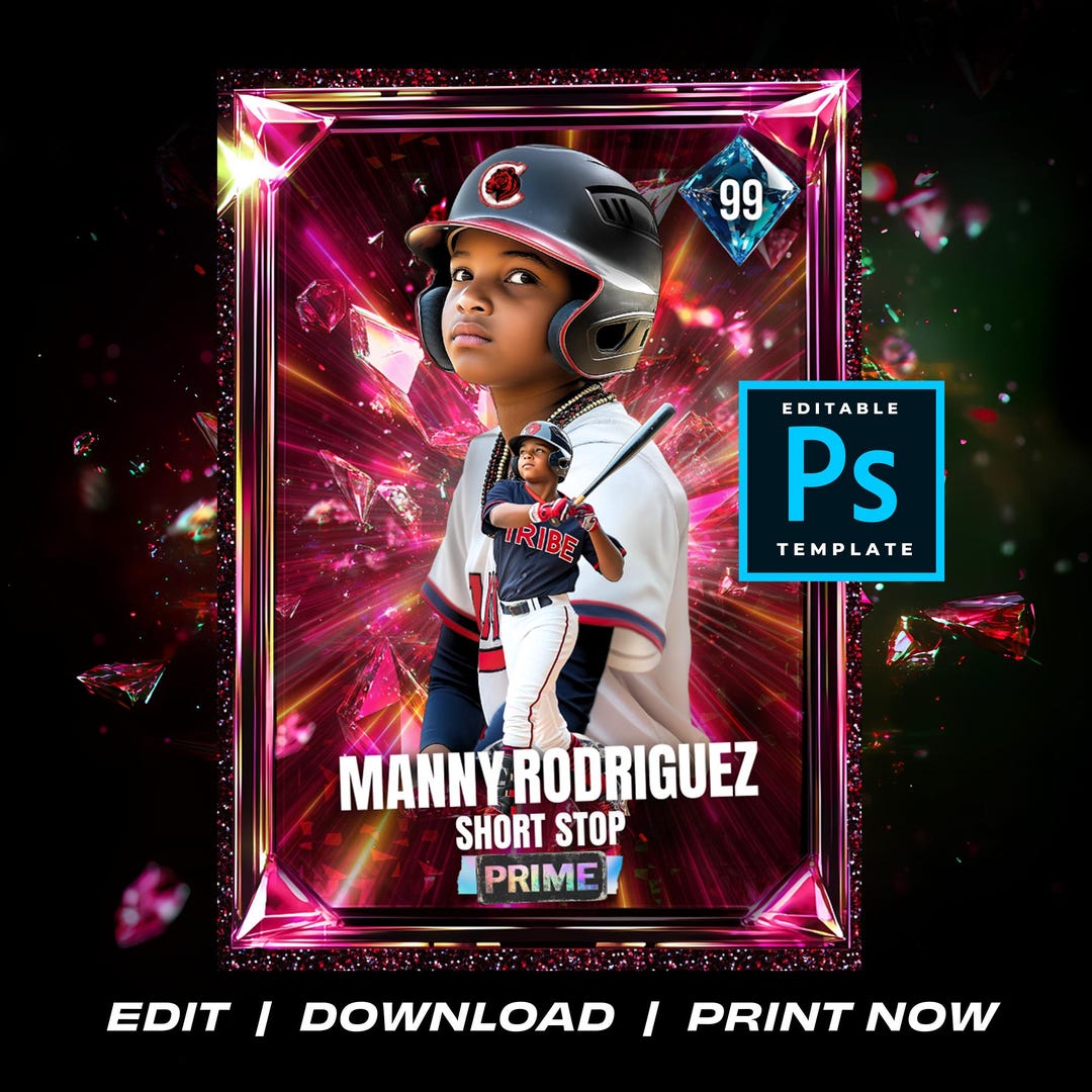 Custom Baseball Trading Card PSD Template Editable Kids Sports Card ...