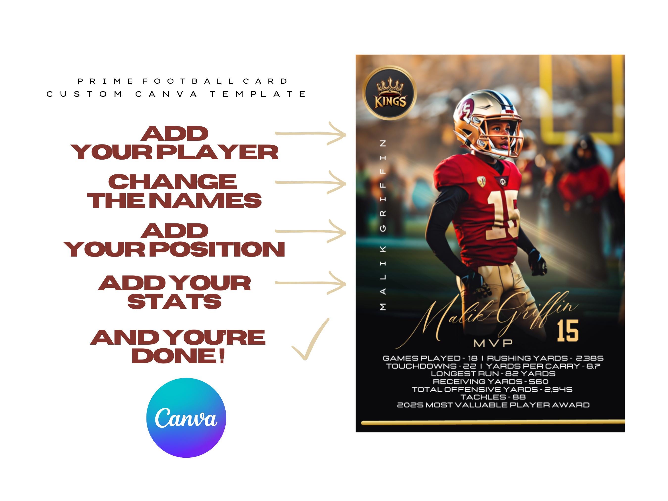 Custom Football Trading Card Template DIY Sport Cards Printable ...