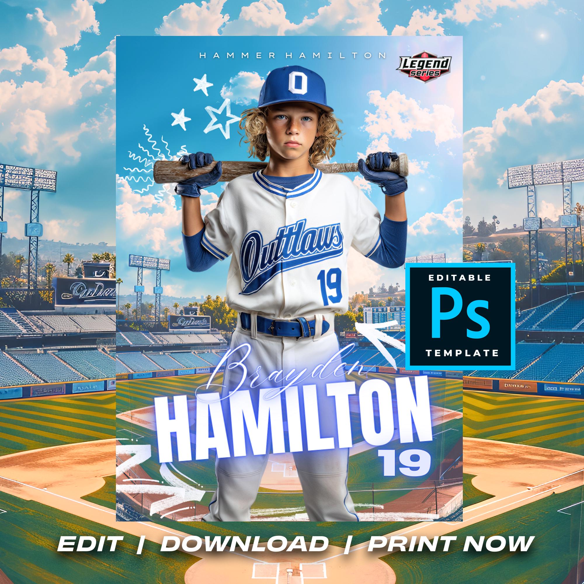Custom Baseball Card Photoshop Template Editable Sports Trading Card ...