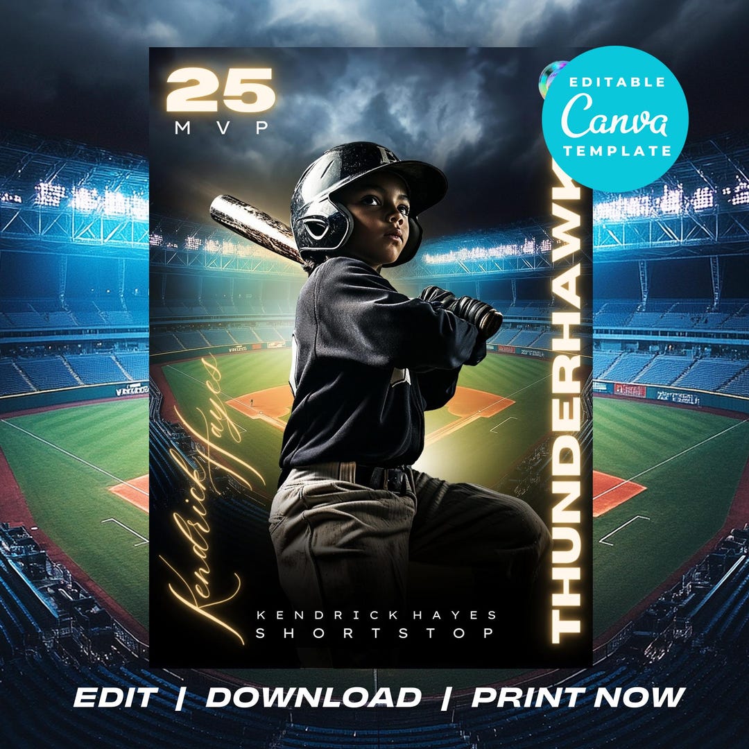 Youth Sports Team Gifts Canva Template Custom Baseball Cards Canva ...