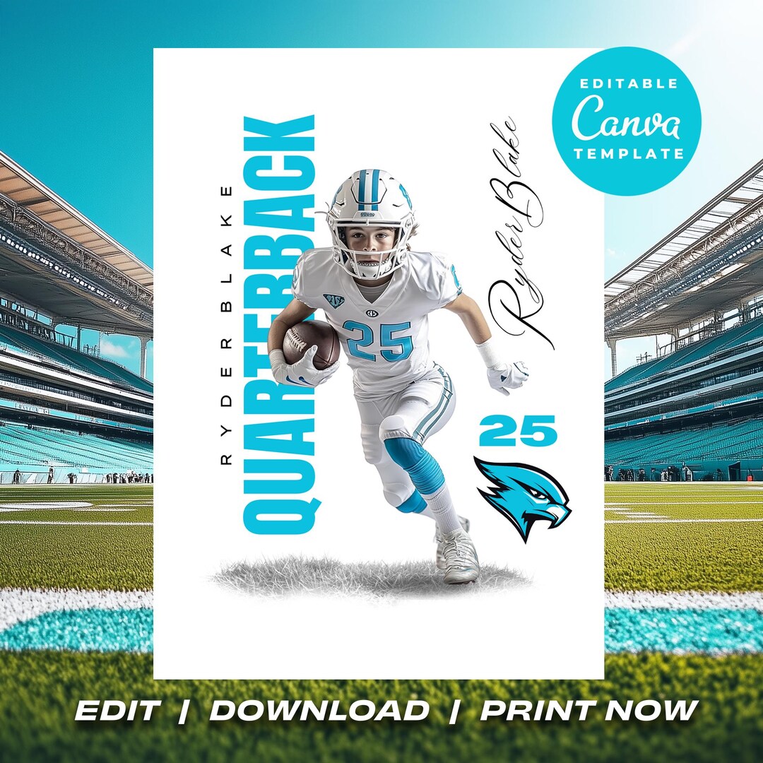 Football Team Photo Cards Custom Canva Template for Players & Coaches ...