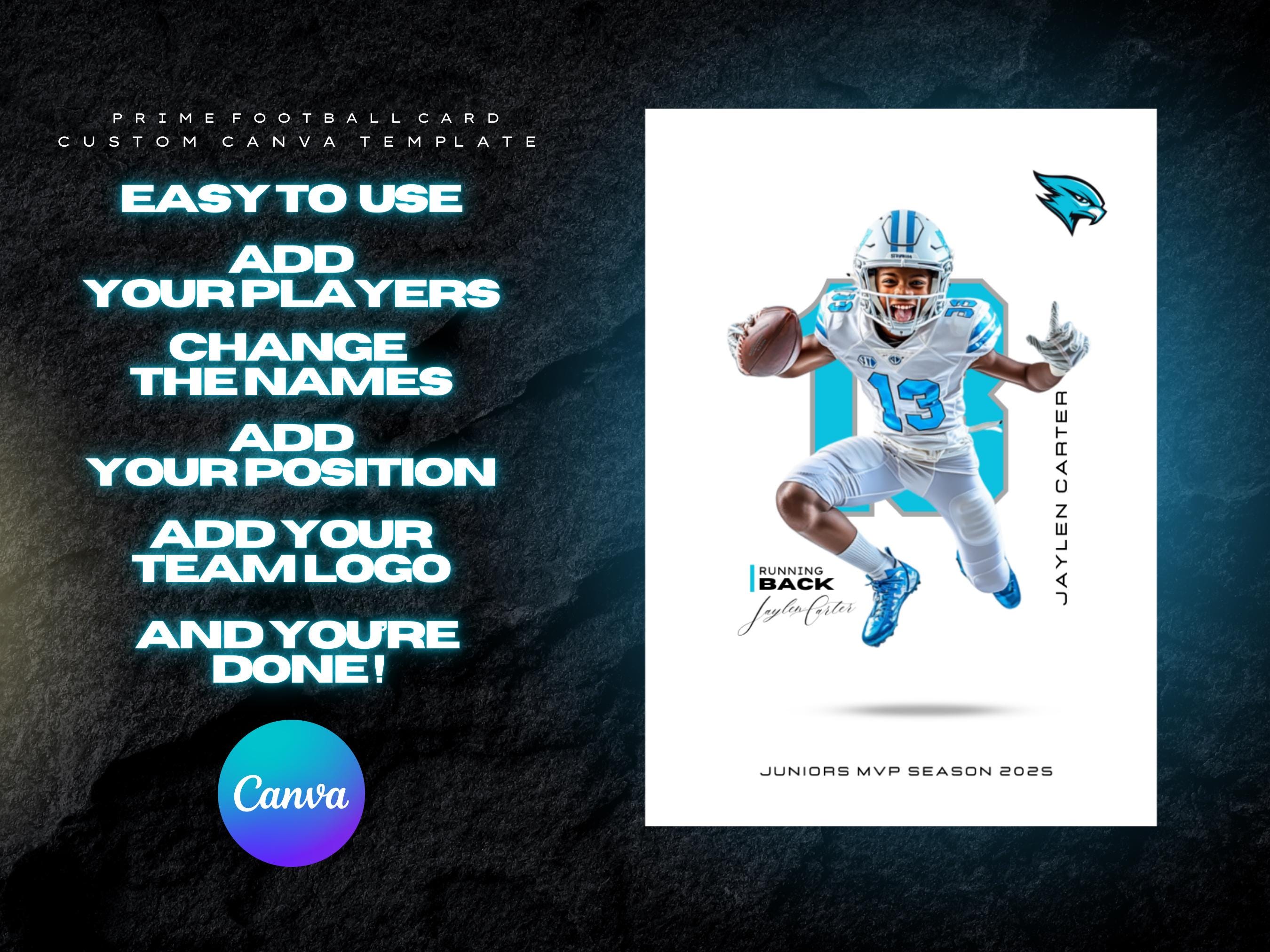 Football Trading Card Template DIY Sport Cards Printable Customizable ...