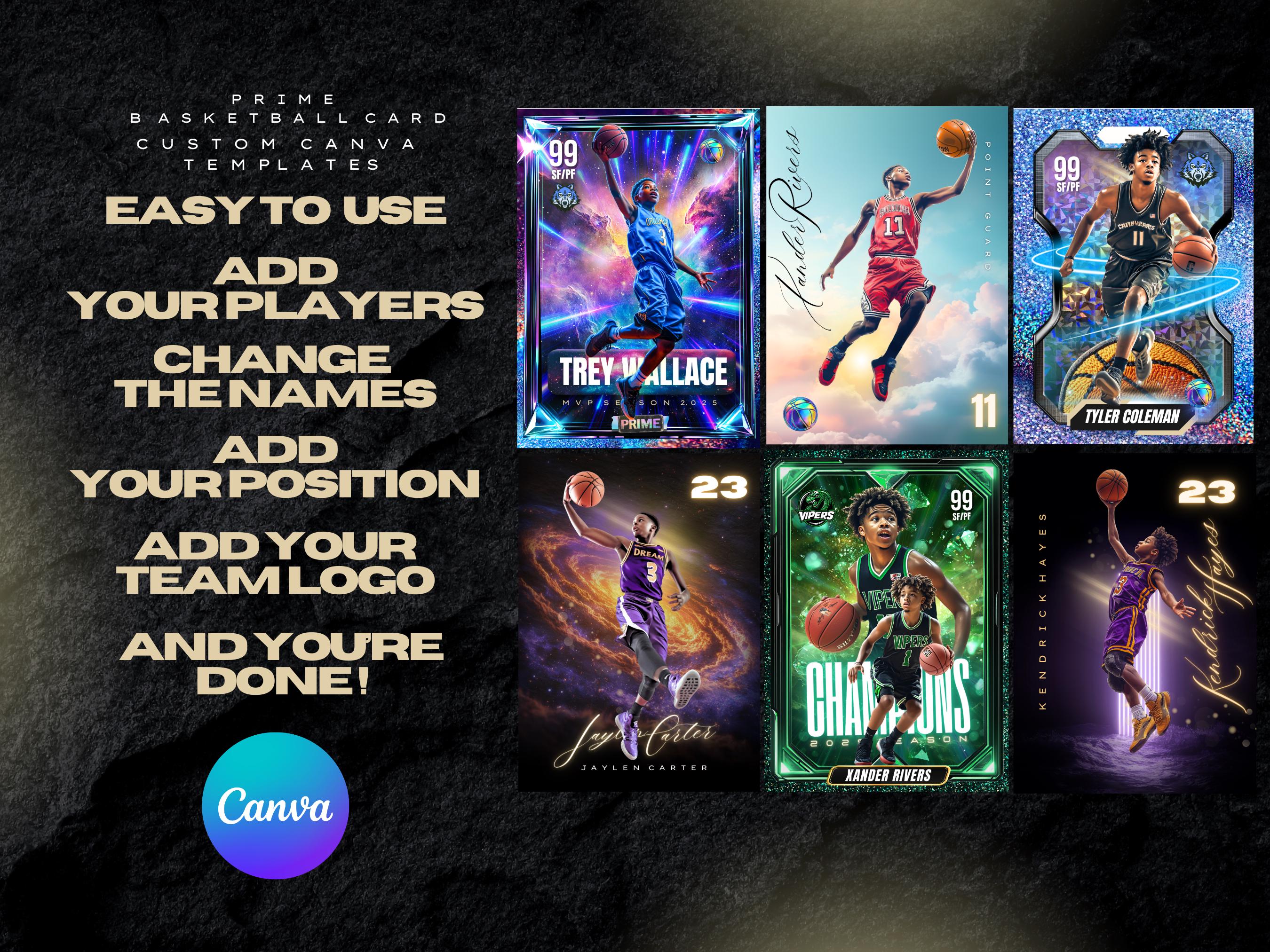 Custom Basketball Cards Basketball Trading Cards Canva Template Sport ...