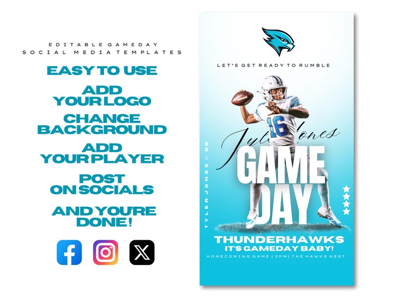 Game Day Social Media Canva Template Sports Graphic Customizable Match ...