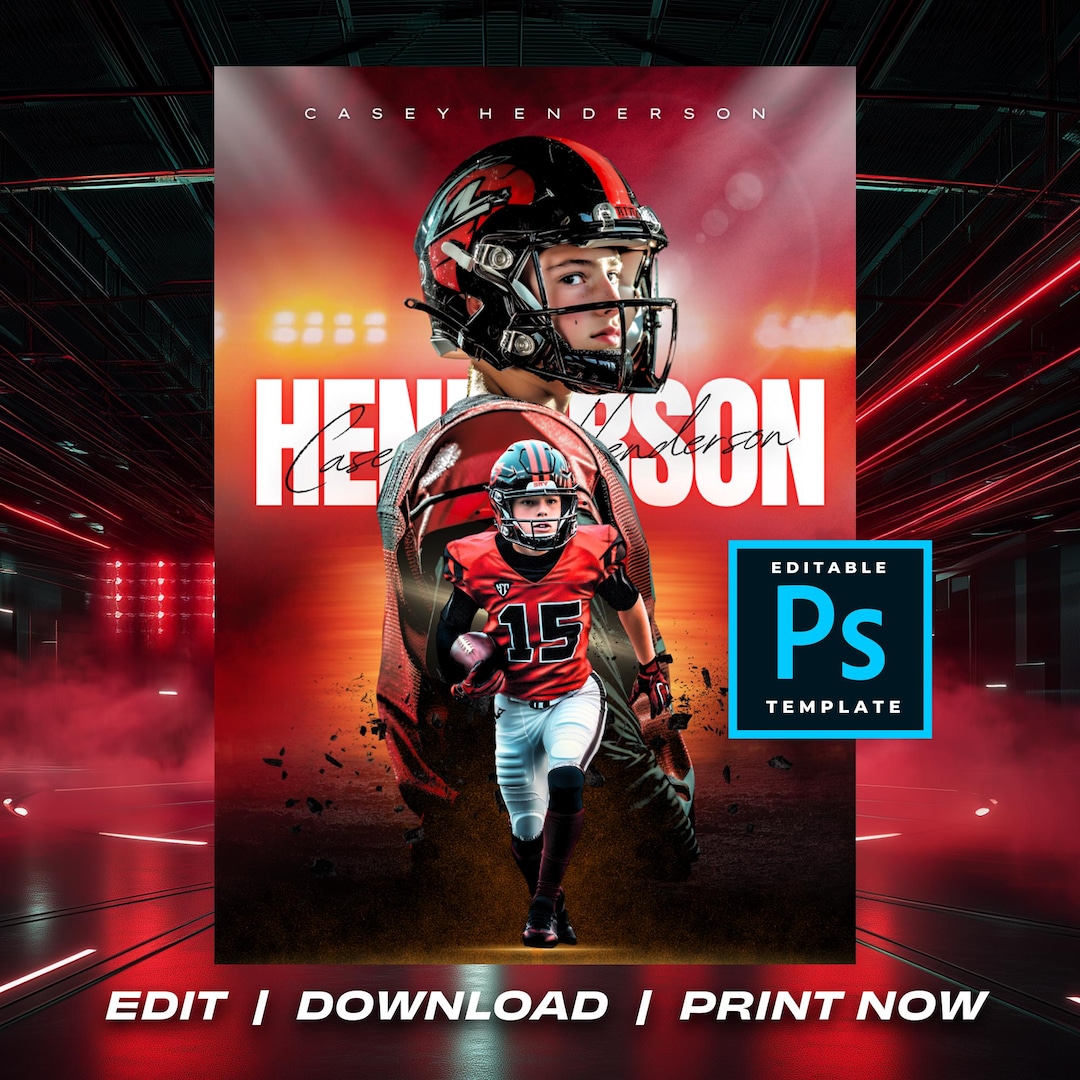 Photoshop Football Card Template PSD Editable Sports Trading Card ...