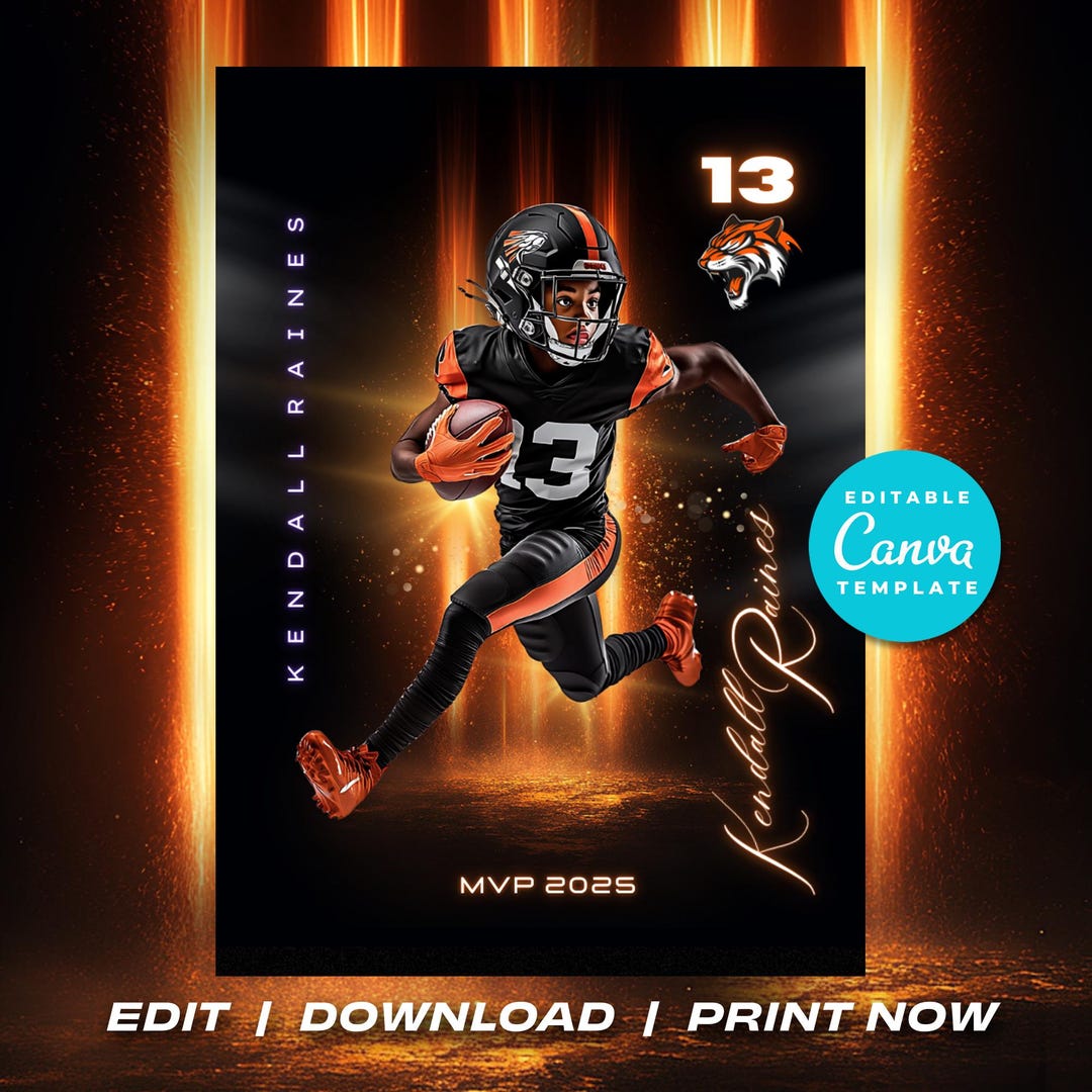 Football Trading Card Template DIY Sport Cards Printable Customizable ...