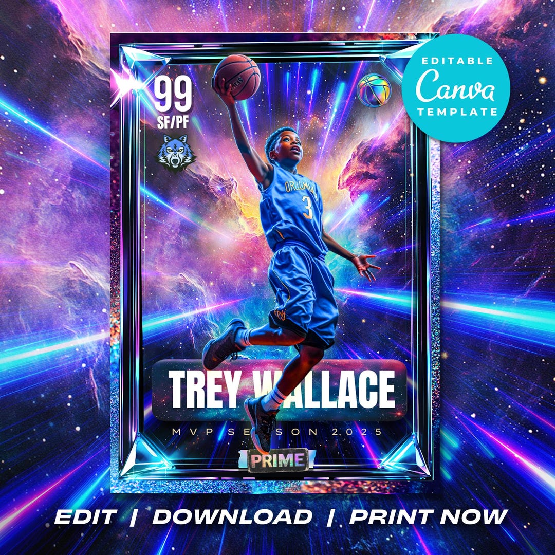 Custom Basketball Trading Cards Editable Canva Template for Teams Kids ...