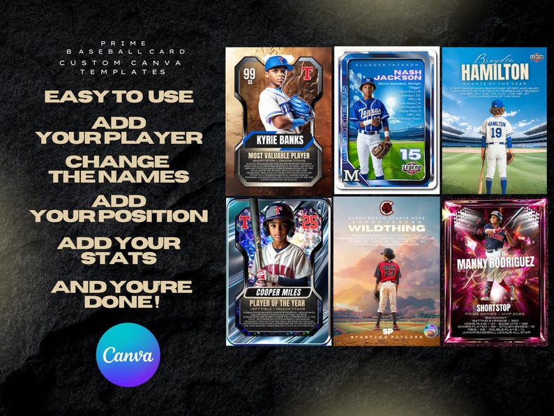 Custom Trading Cards Canva Template Bundle Custom Sport Cards Kids ...