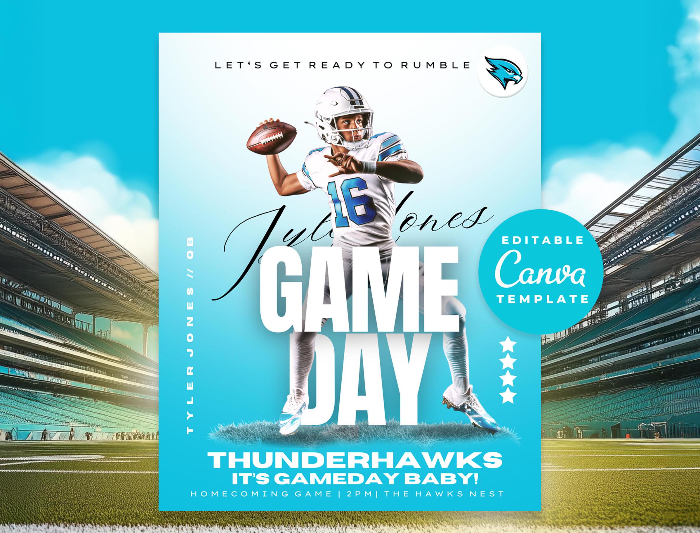Game Day Social Media Canva Template Sports Graphic Customizable Match ...
