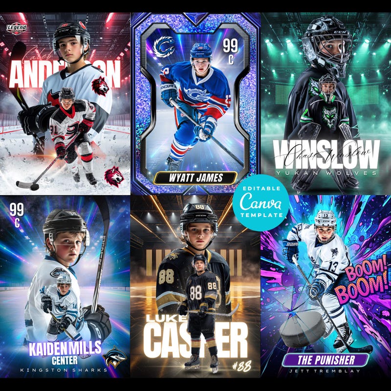 Hockey Trading Card Blue - Etsy UK