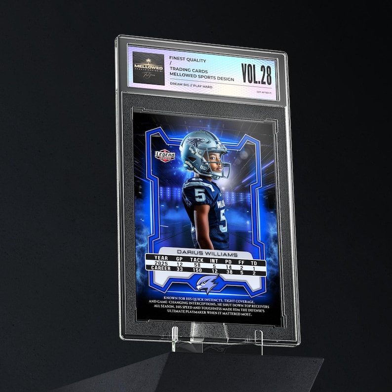 Football Player Card Template Youth Sports Editable Custom Trading Card ...