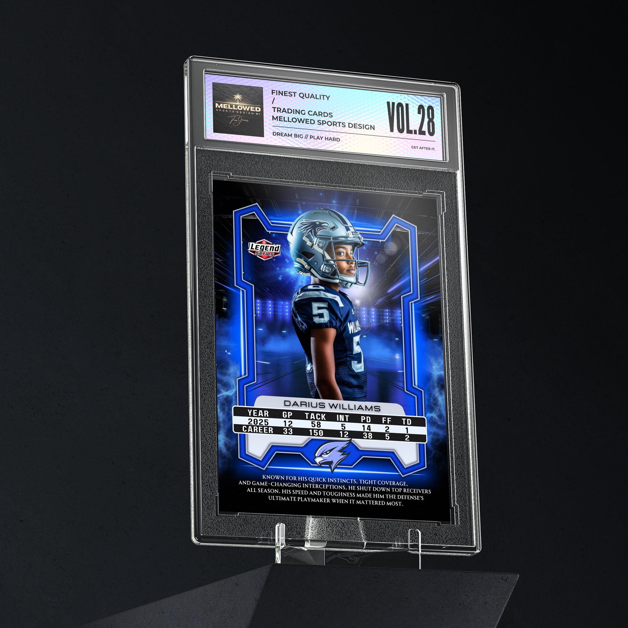 Football Player Card Template Youth Sports Editable Custom Trading Card ...