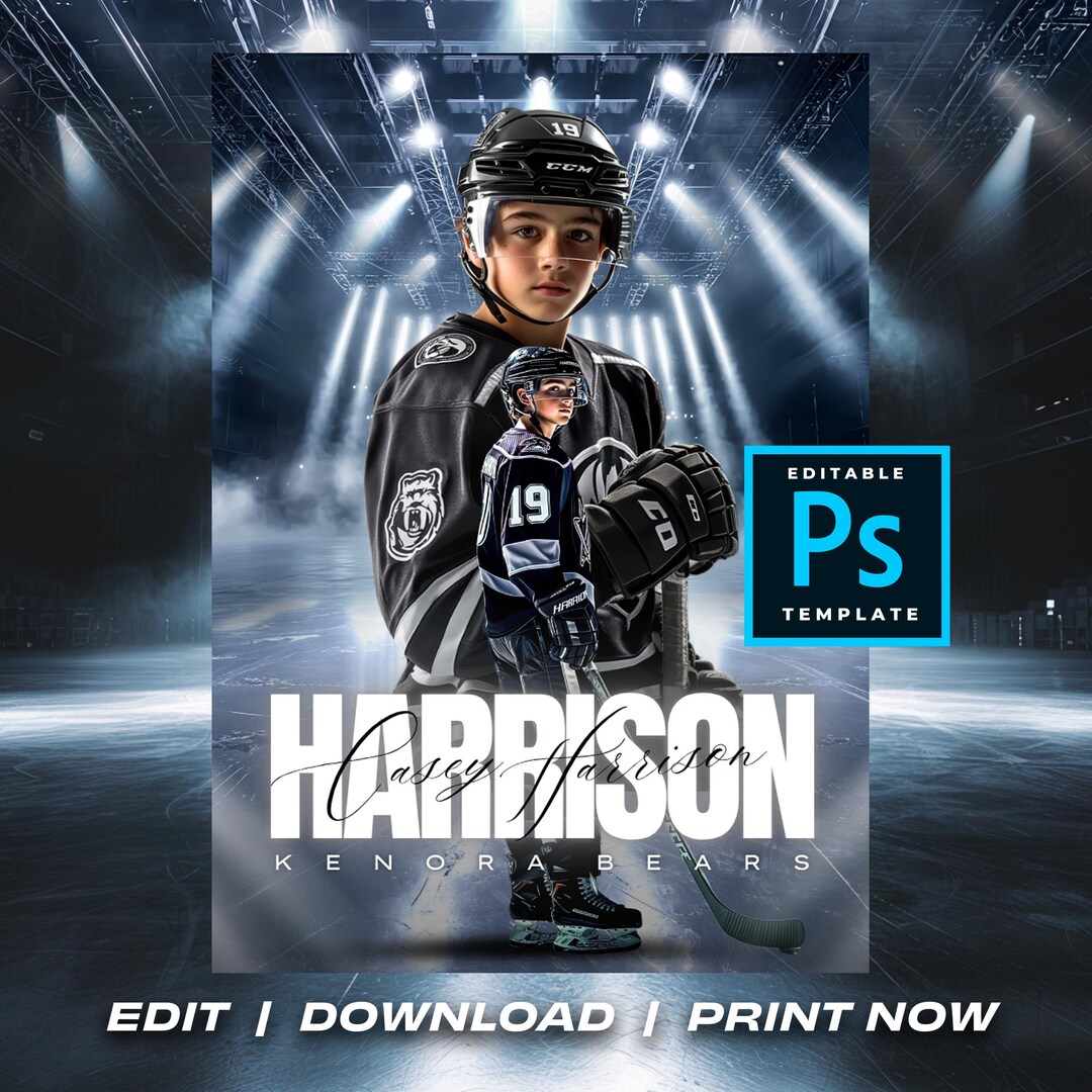 Custom Hockey Card PSD Template Editable Photoshop Sports Trading Card ...