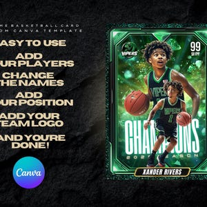 Custom Basketball Trading Cards Editable Canva Template for Teams Kids ...