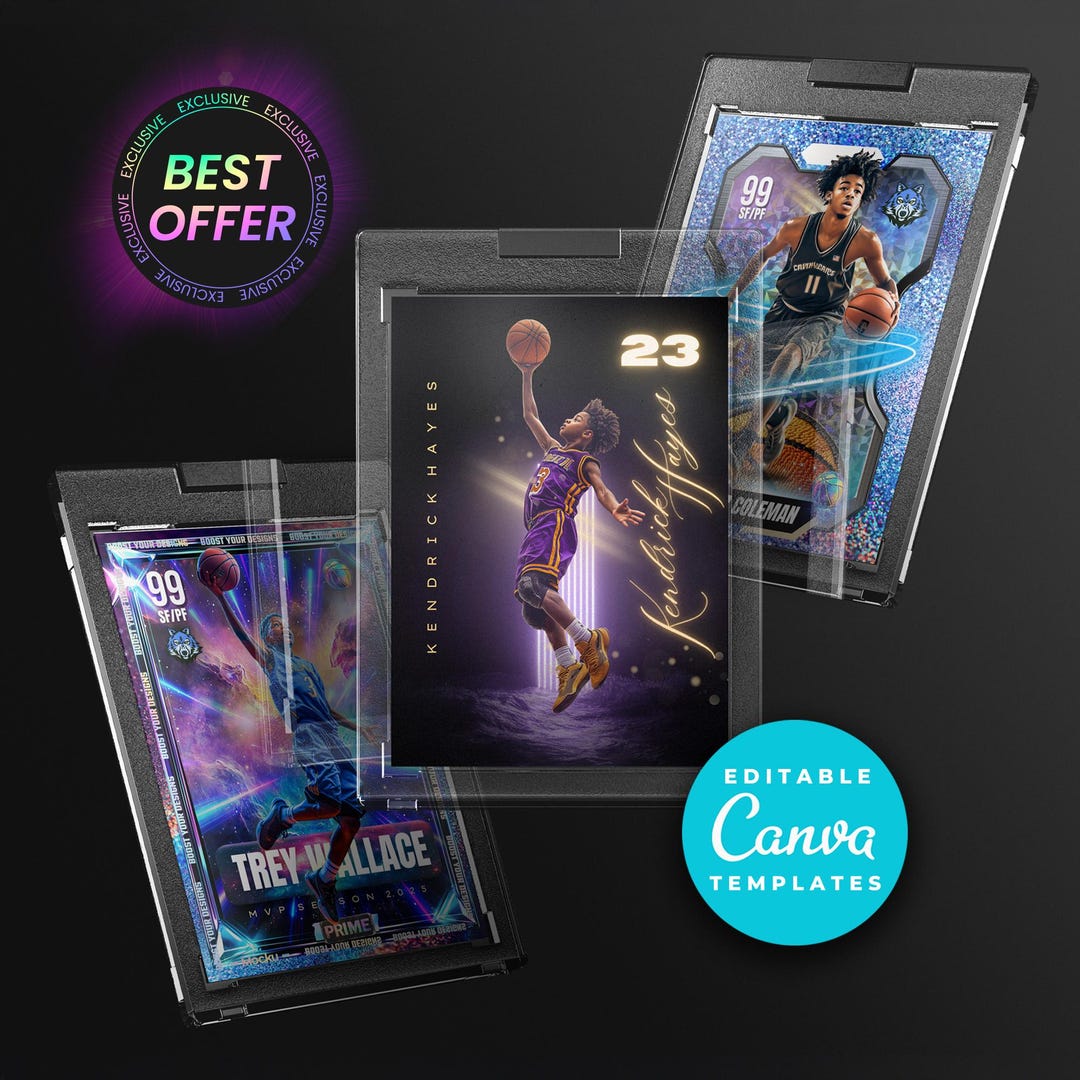 Basketball Cards Bundle Basketball Trading Cards Canva Template Sport ...