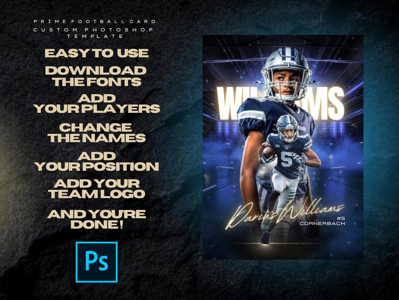 Photoshop Football Card Template Editable PSD Sports Trading Card ...