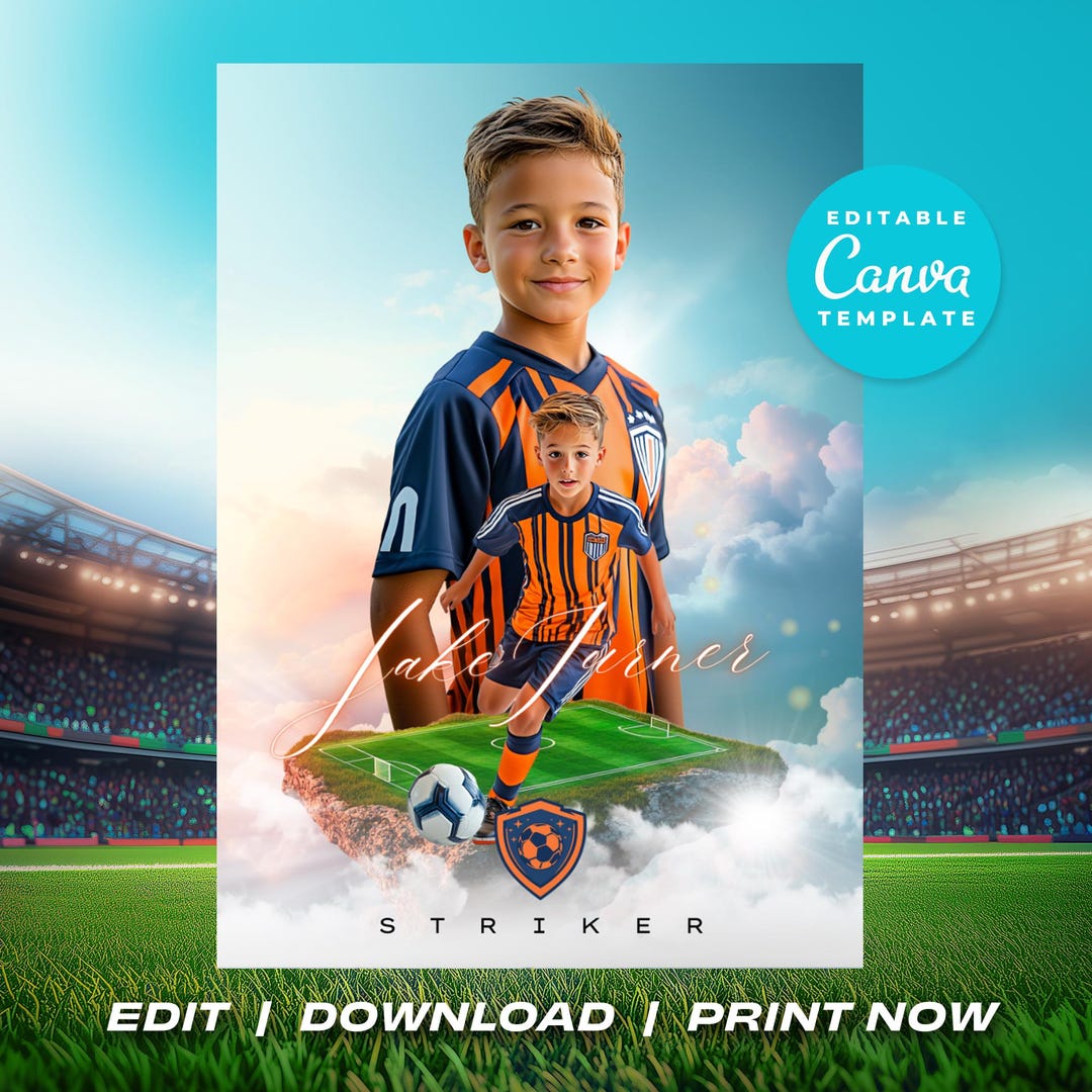 Soccer Trading Card Template Custom Soccer Card Canva Template Editable ...