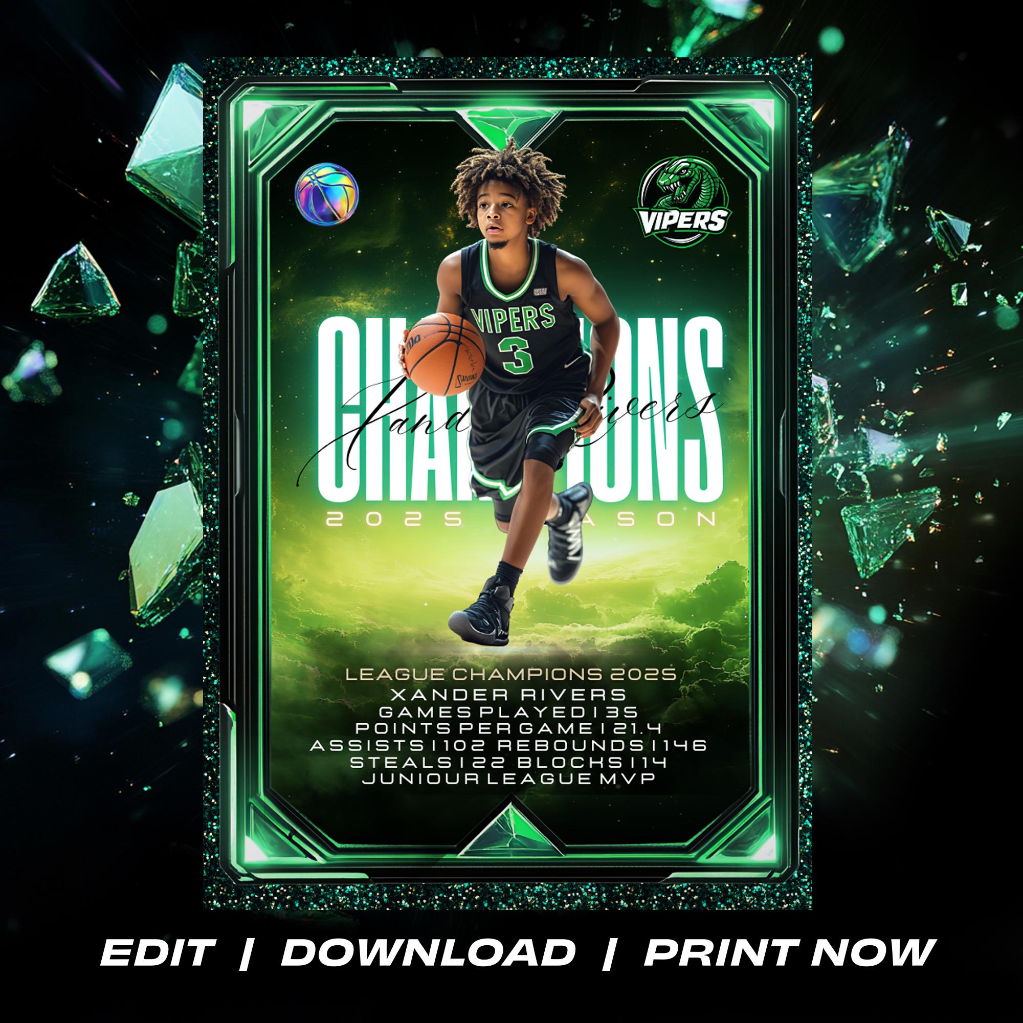 Custom Basketball Trading Cards Editable Canva Template for Teams Kids ...