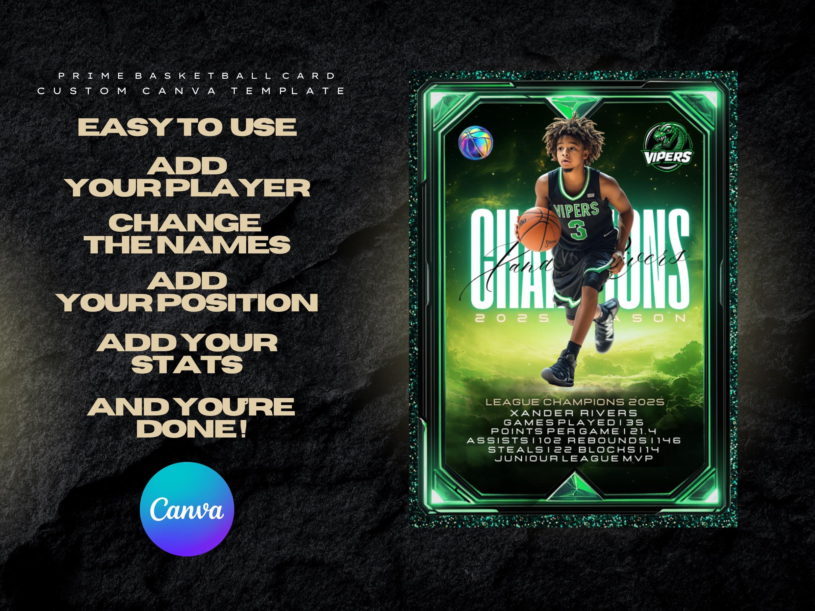 Custom Basketball Trading Cards Editable Canva Template for Teams Kids ...