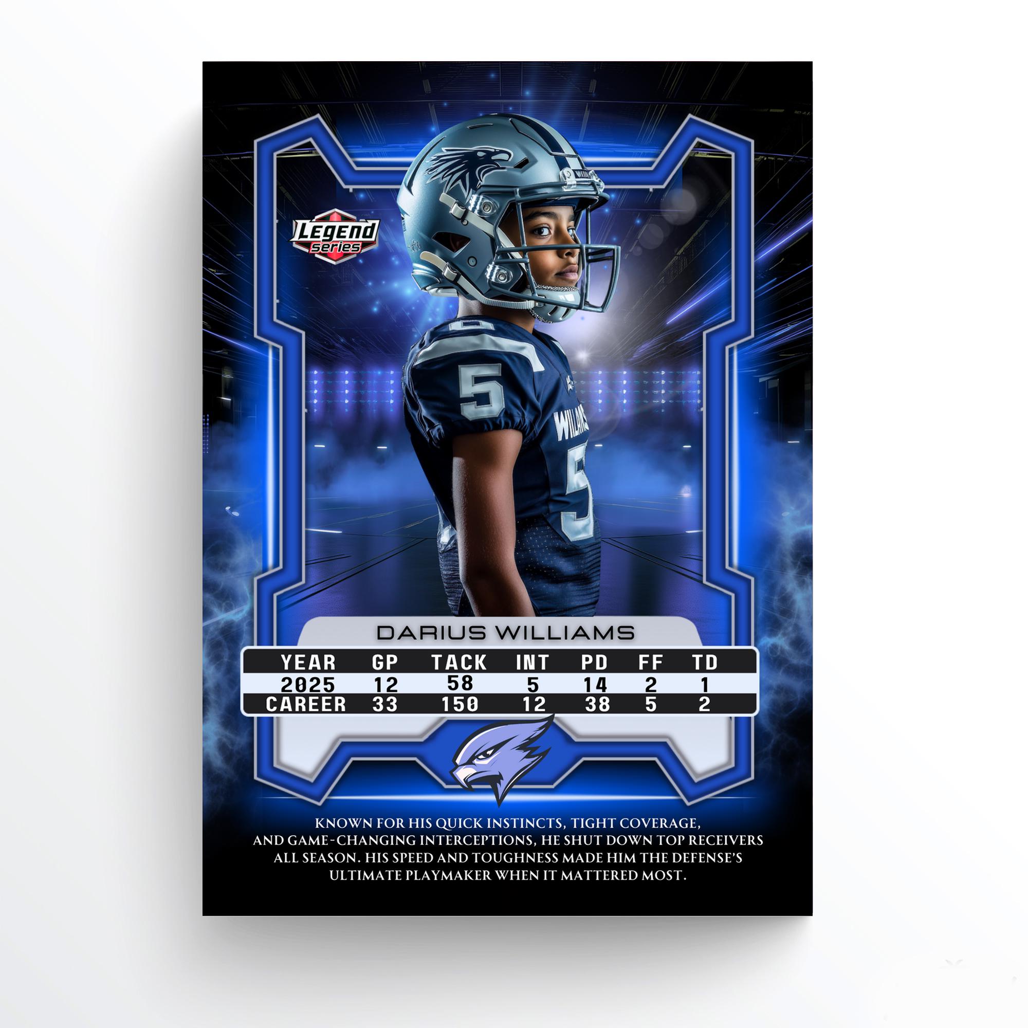 Football Player Card Template Youth Sports Editable Custom Trading Card ...