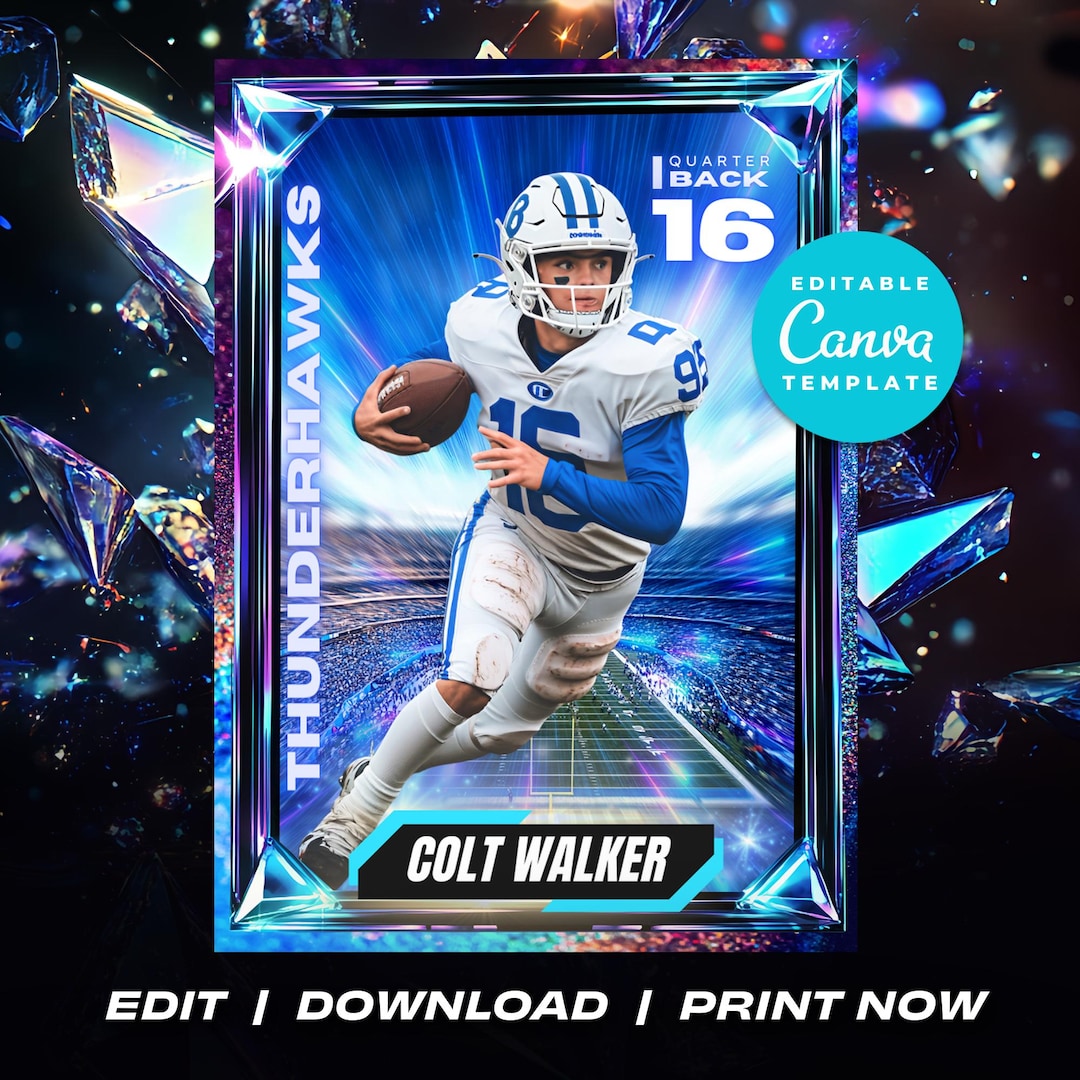 Custom Football Trading Card Template DIY Sport Cards Printable ...
