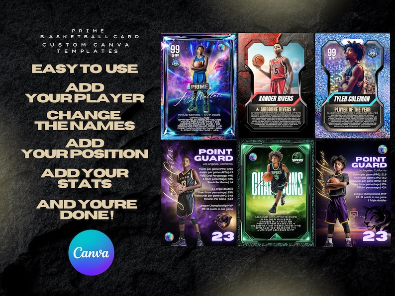 Custom Basketball Cards Basketball Trading Cards Canva Template Sport ...