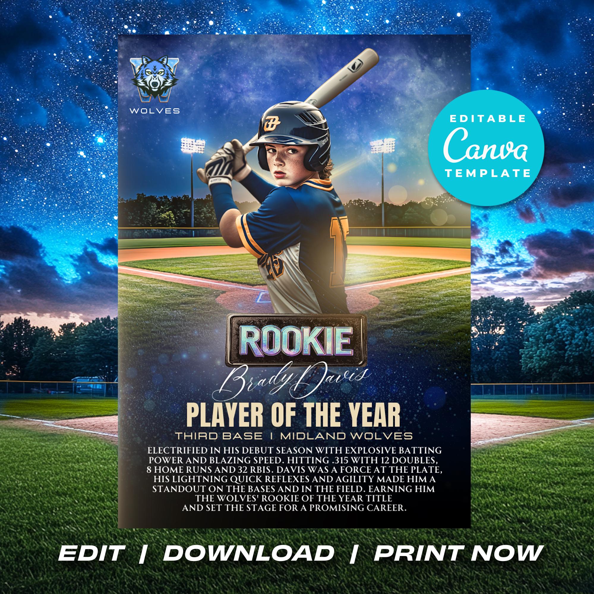 Baseball Players Card Rookie of the Year Trading Card Custom Little ...