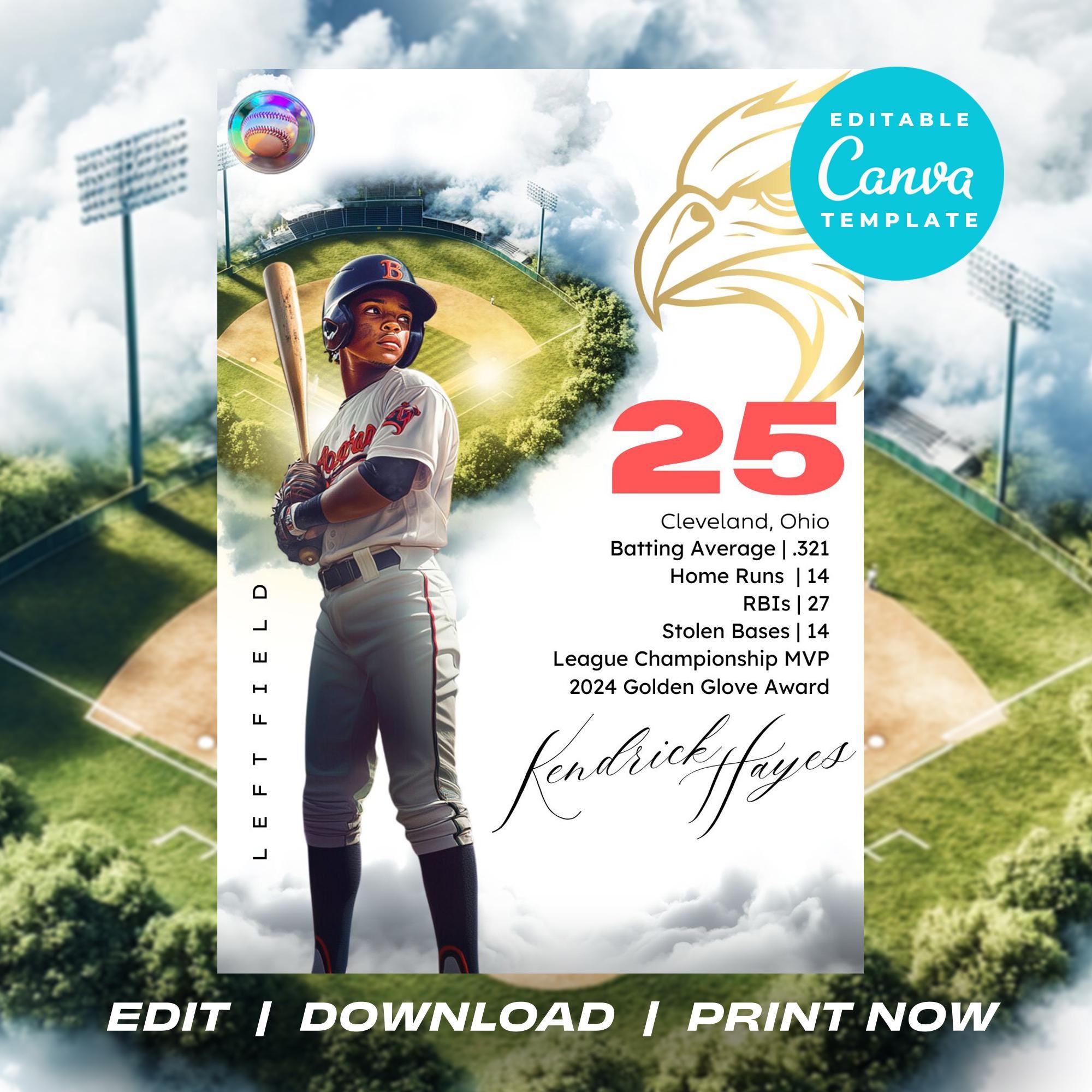 Custom Baseball Trading Cards Canva Template Personalized Player Cards ...